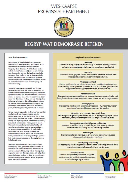 Begryp wat demokrasie beteken (Plakkaat) | wcpp